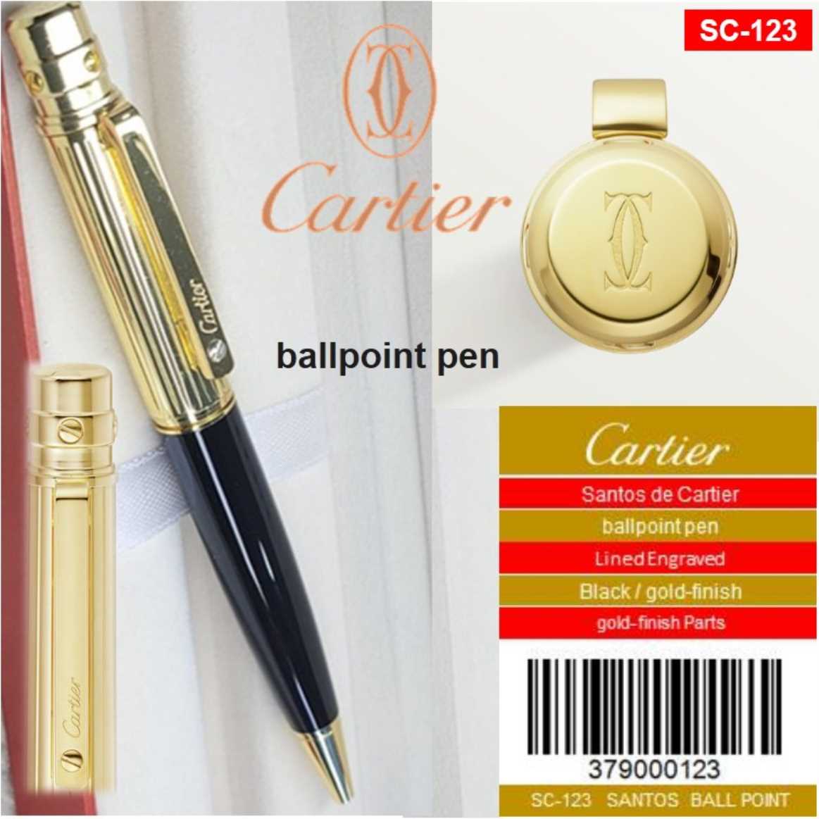 SC-123 Santos de Cartier ballpoint pen black / gold-finish