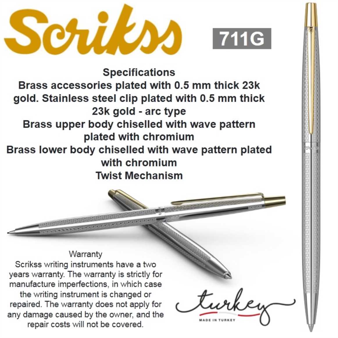 711G SCRIKSS BALL PEN GOLD CHROME