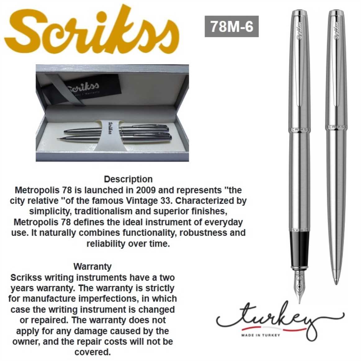 78M-6 SCRIKSS BALL PEN + FOUNTAIN PEN SET