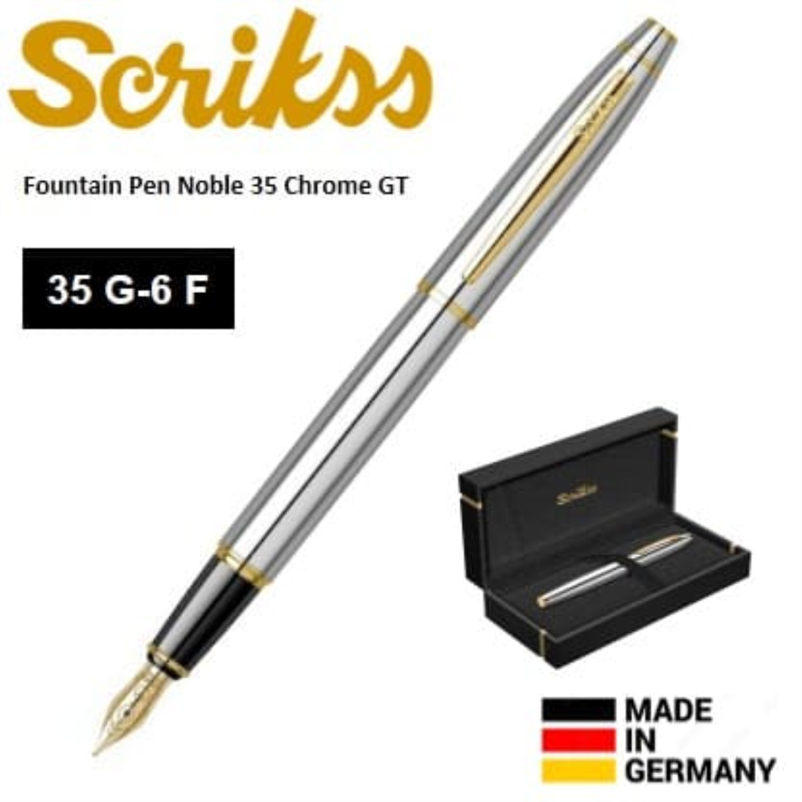 35G-6 F SCRIKSS FOUNTAIN PEN GOLD CHROME